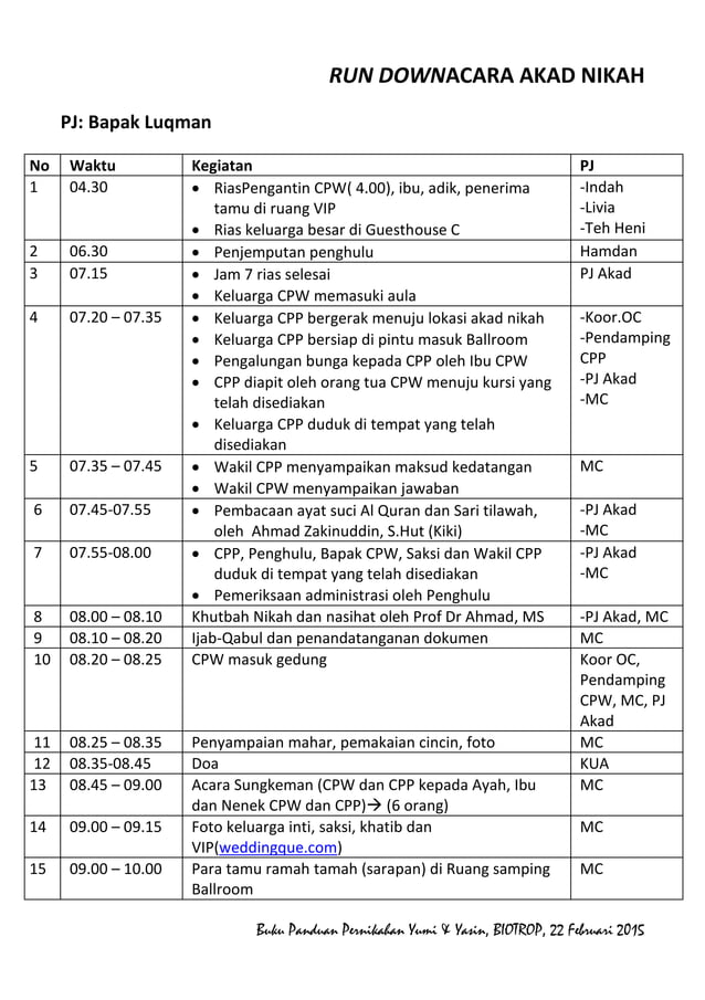 rundown-acara-pernikahan | PDF