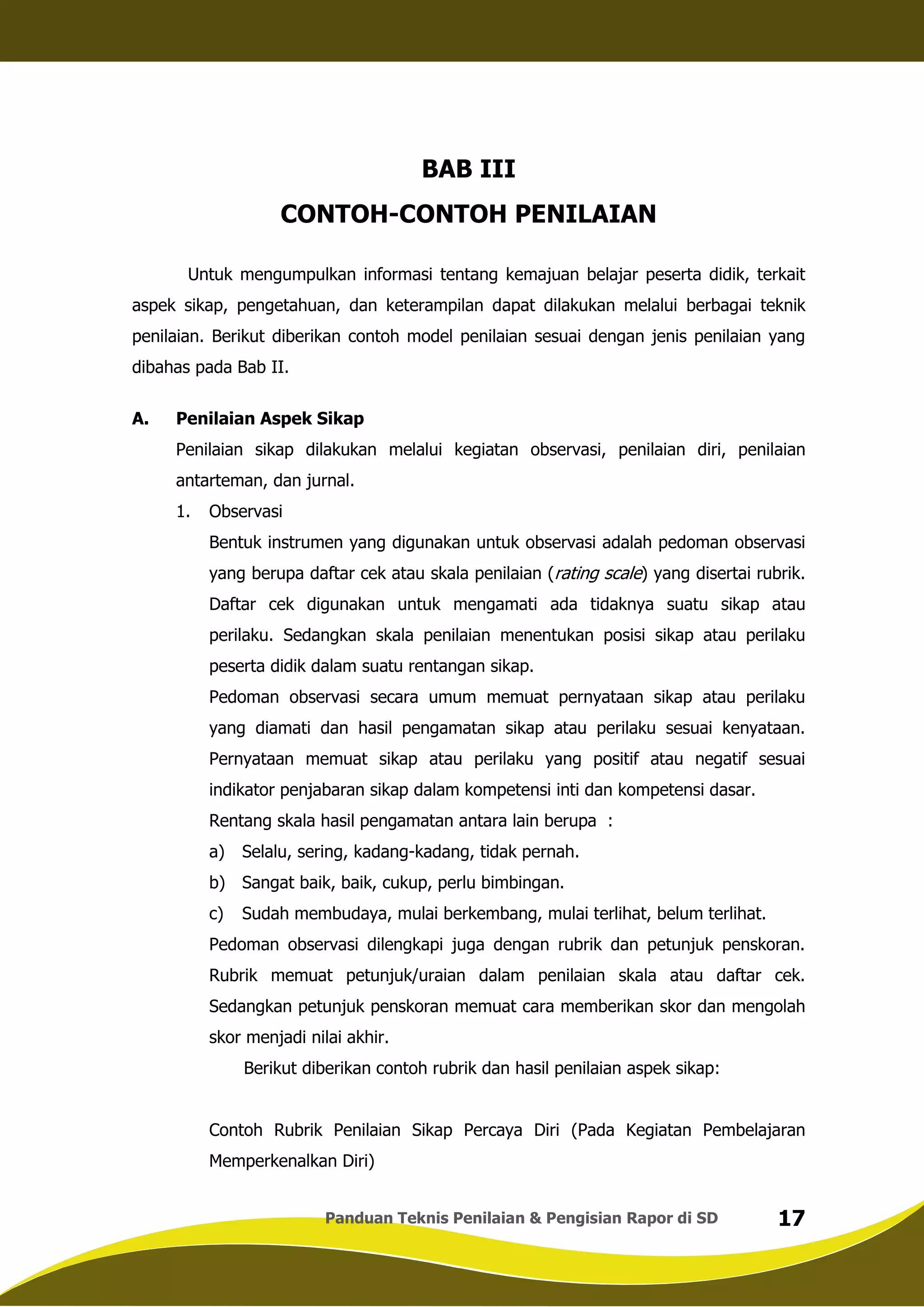 Panduan teknis-penilaian-pengisian-rapor-di-sd | PDF