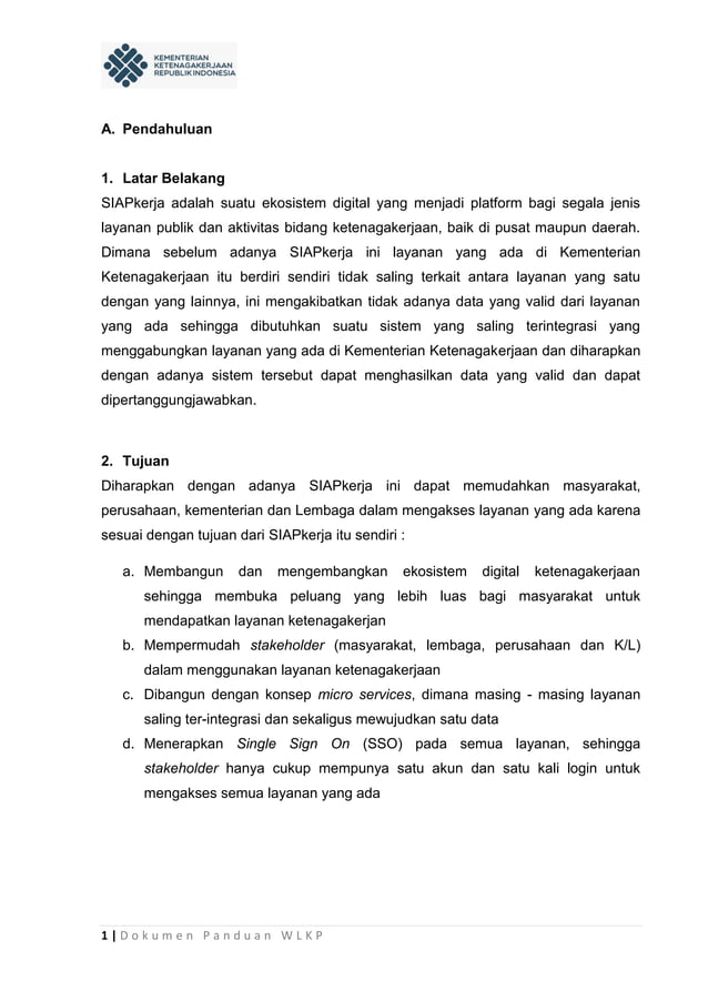 Panduan WLKP 1.0.0 Kemnaker | PDF