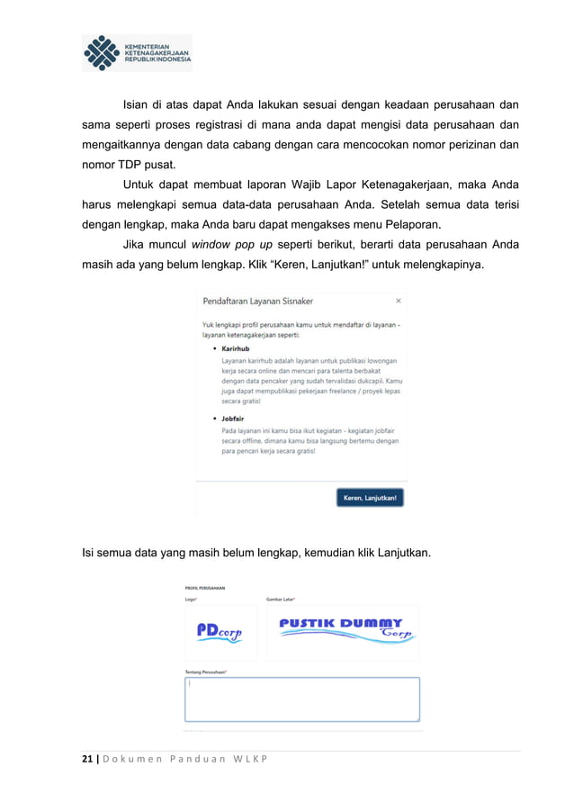 Panduan WLKP 1.0.0 Kemnaker | PDF