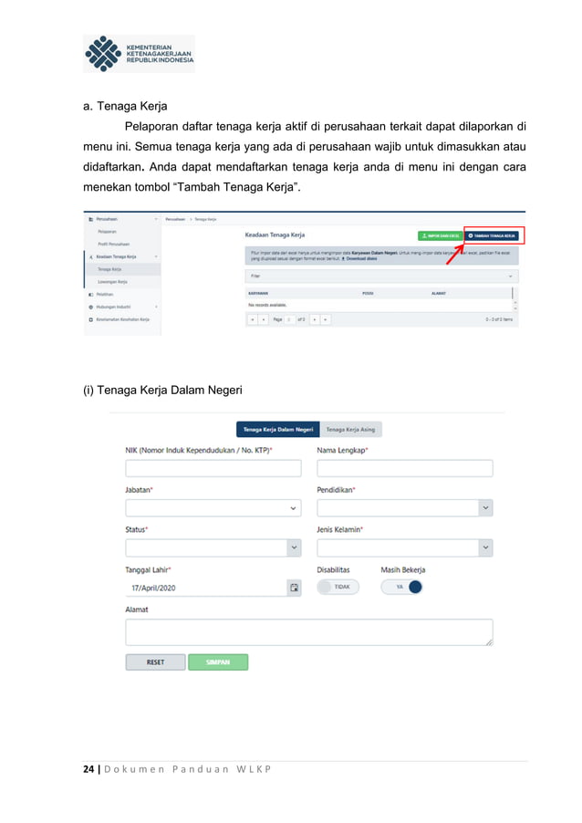 Panduan WLKP 1.0.0 Kemnaker | PDF