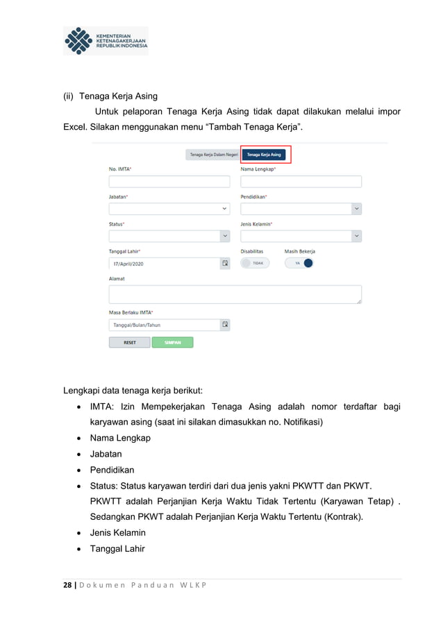 Panduan WLKP 1.0.0 Kemnaker | PDF