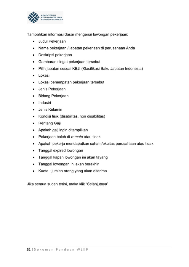 Panduan WLKP 1.0.0 Kemnaker | PDF
