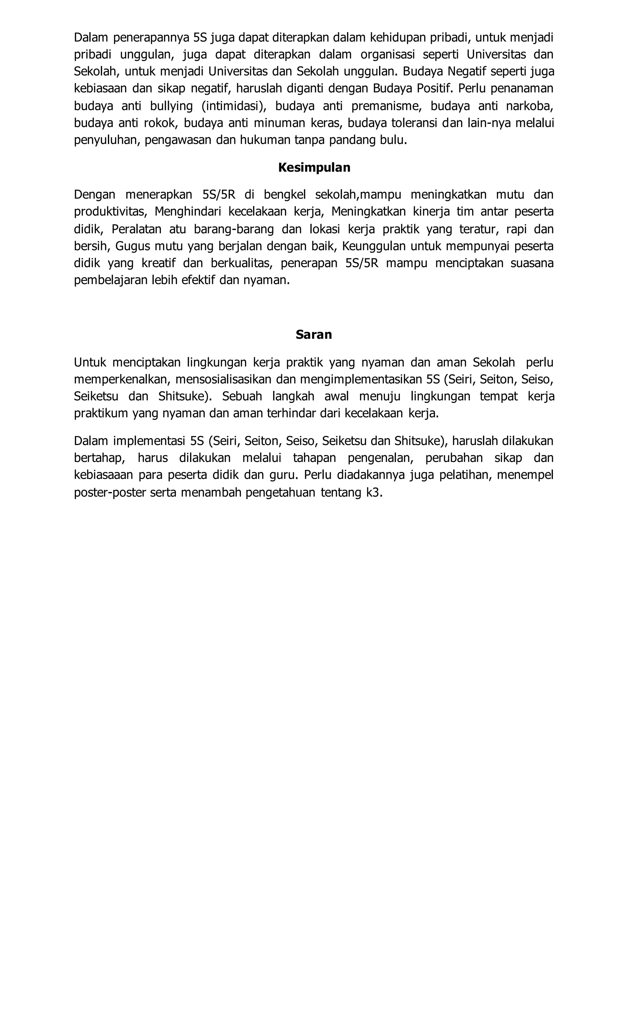 Panduan 5 s di bengkel sekolah | DOCX