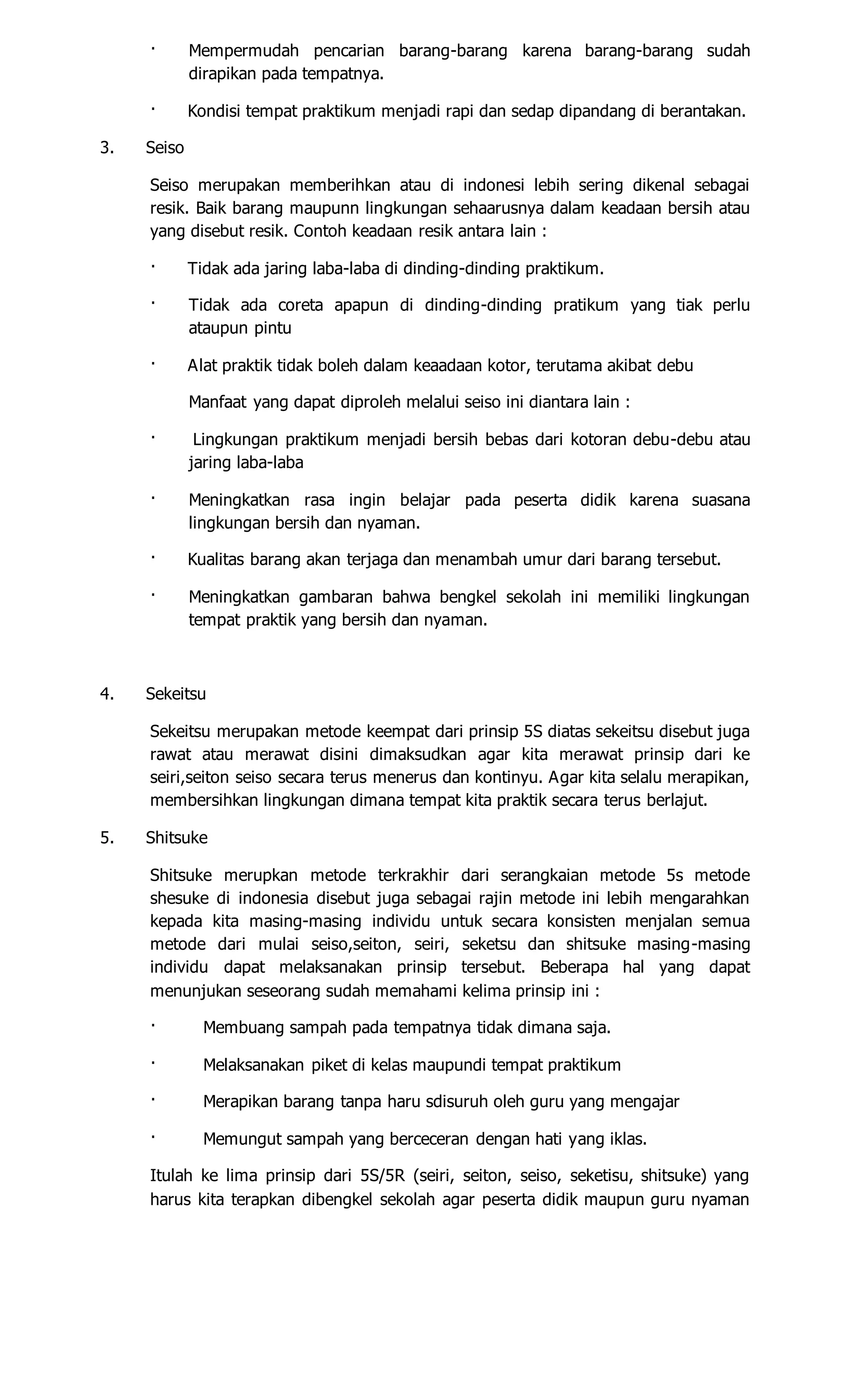 Panduan 5 s di bengkel sekolah | DOCX