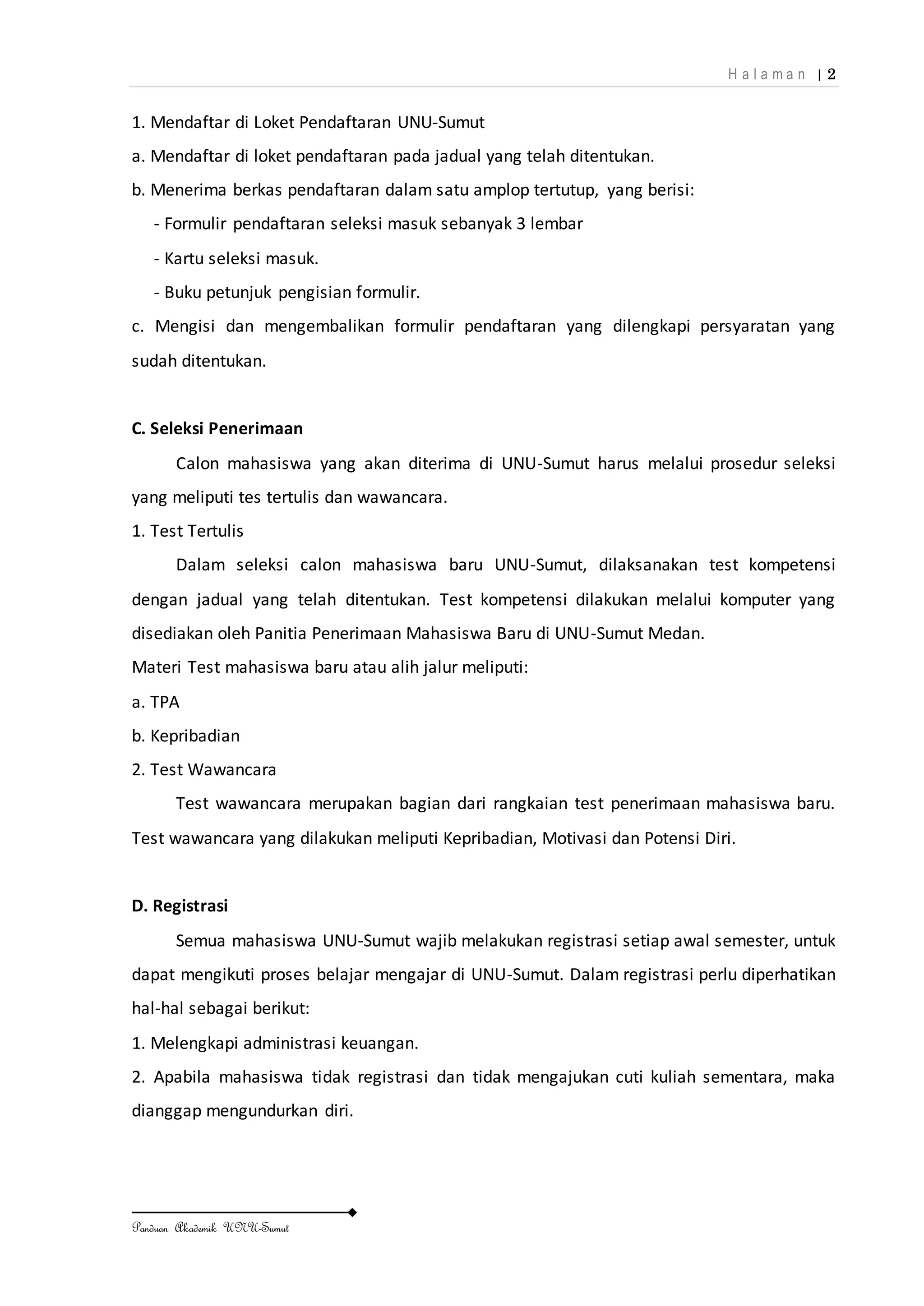 Panduan akademik unu sumut | PDF