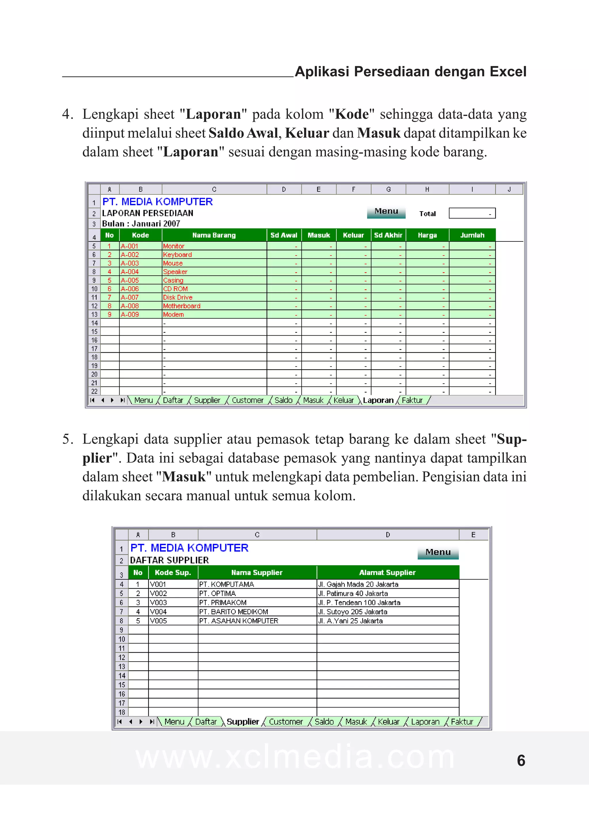 Panduan aplikasi Persediaan dg excel | PDF