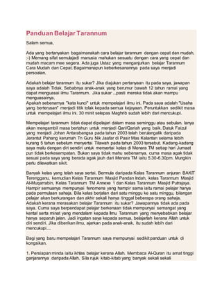 Panduan belajar tarannum | DOCX