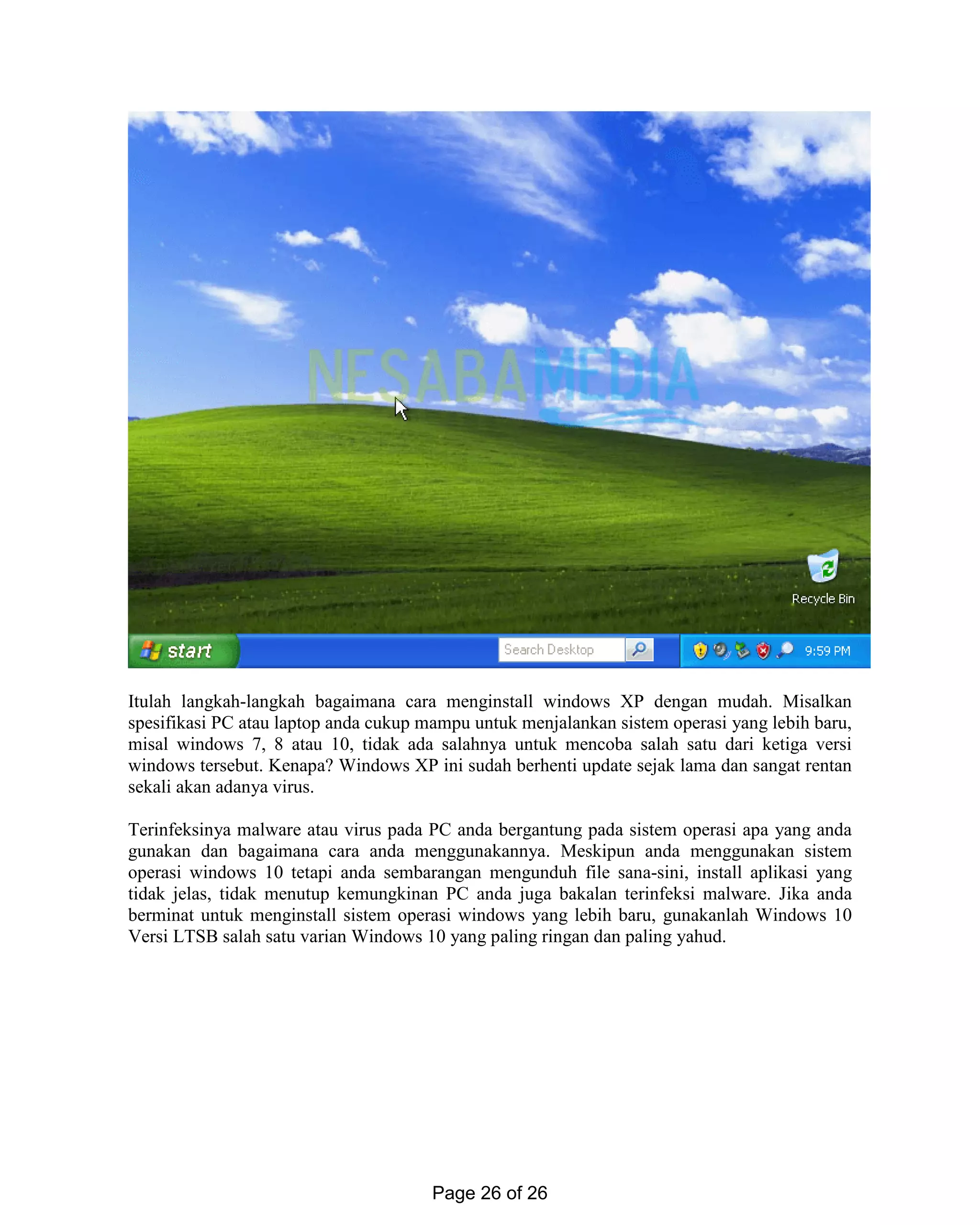 Panduan Cara Menginstall Windows Xp Sp3 Untuk Pemula Lengkap Dengan ...
