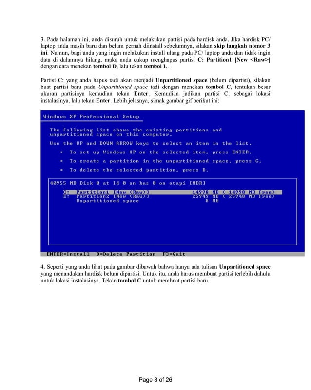Panduan Cara Menginstall Windows Xp Sp3 Untuk Pemula Lengkap Dengan Gambar | PDF