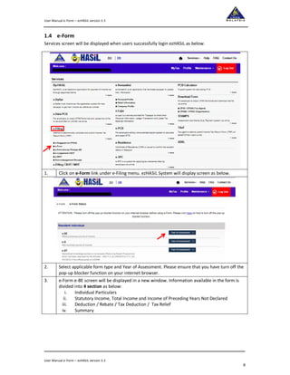 LHDN User Manual for e-form | PDF