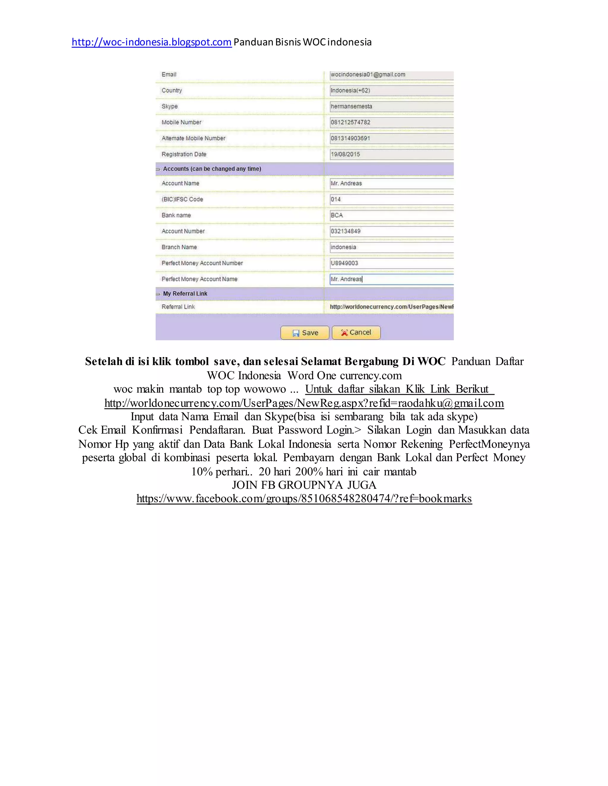 Panduan daftar woc indonesia | PDF