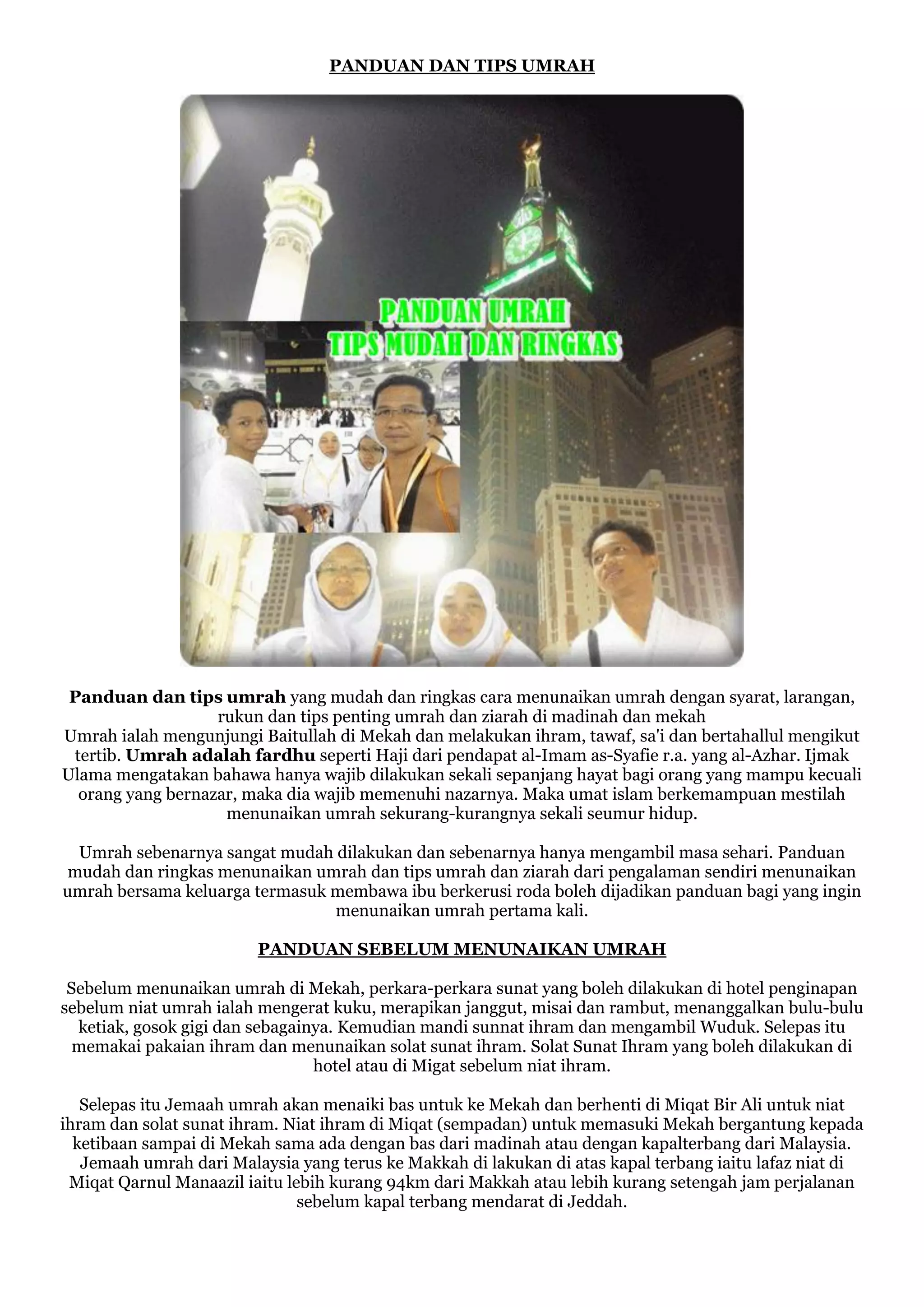 Panduan dan tips umrah | PDF