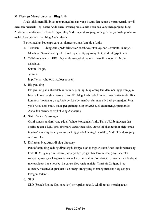 Panduan dasar blogspot | PDF