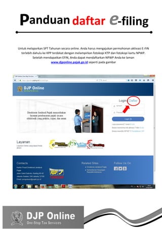 Panduan e-filing (SPT Tahunan Elektronik) | PDF