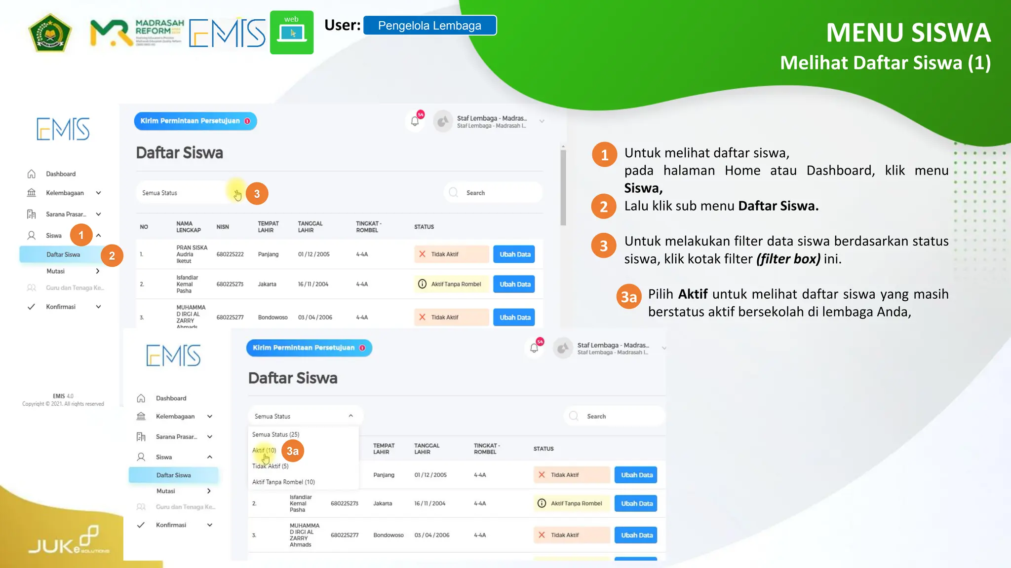 PANDUAN EMIS 4.0 MENU SISWA PANDUAN EMIS 4.0 | PDF
