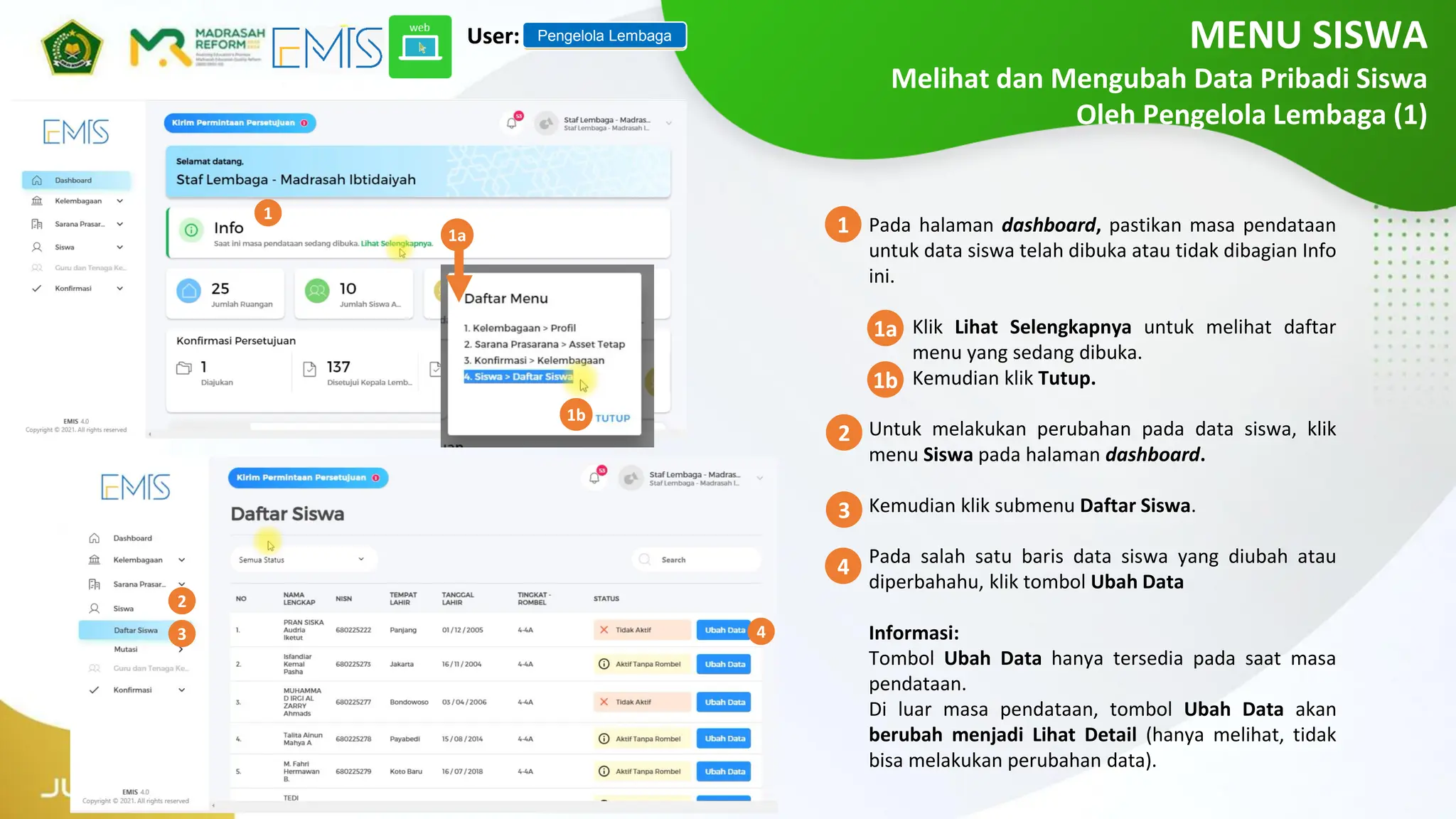 PANDUAN EMIS 4.0 MENU SISWA PANDUAN EMIS 4.0 | PDF