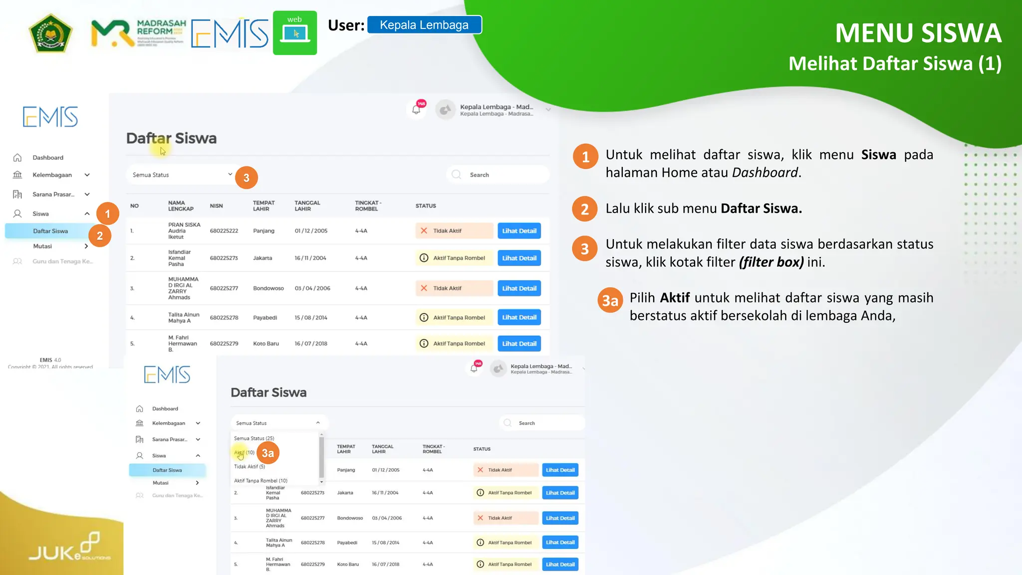 PANDUAN EMIS 4.0 MENU SISWA PANDUAN EMIS 4.0 | PDF