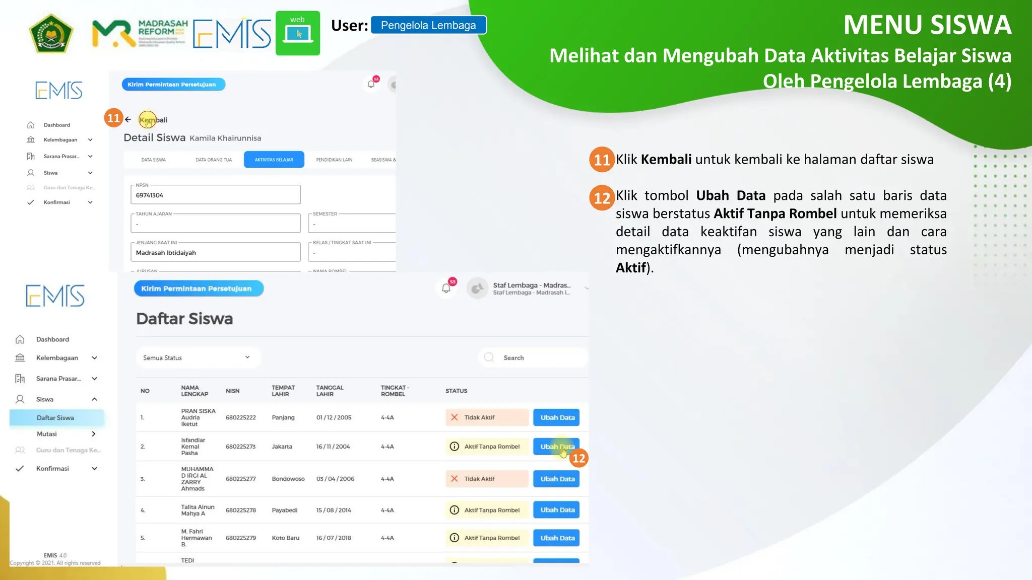 PANDUAN EMIS 4.0 MENU SISWA PANDUAN EMIS 4.0 | PDF