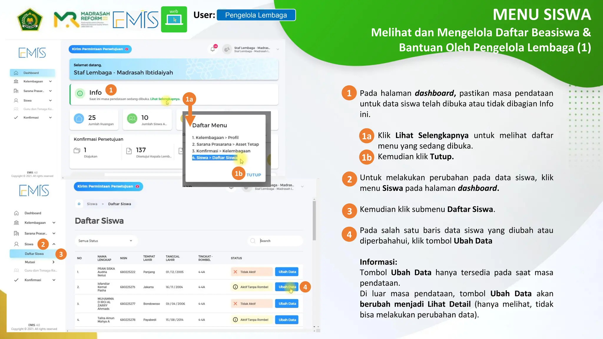 PANDUAN EMIS 4.0 MENU SISWA PANDUAN EMIS 4.0 | PDF