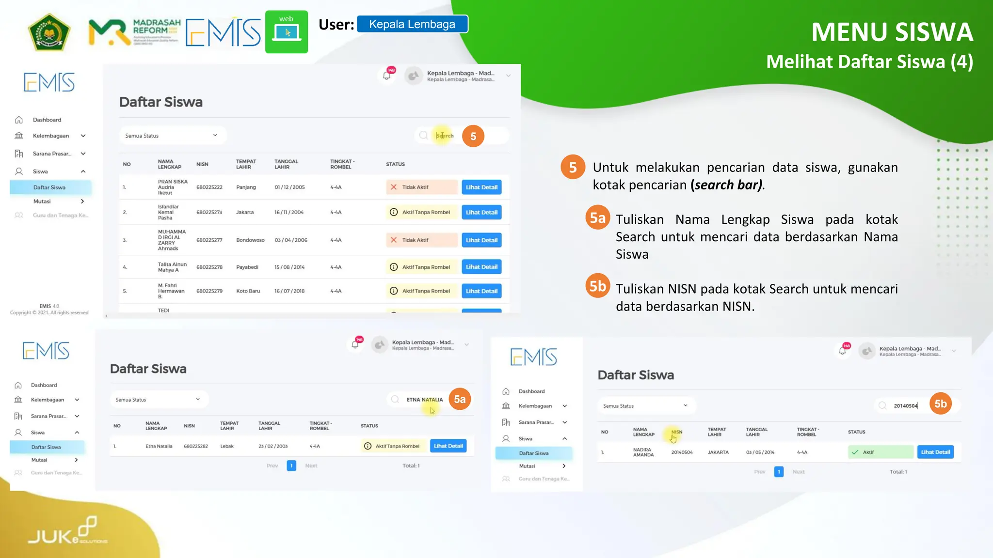 PANDUAN EMIS 4.0 MENU SISWA PANDUAN EMIS 4.0 | PDF