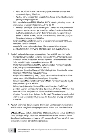 Panduan Fasilitasi AMP Pemantapan Proses Audit Maternal dan Perinatal (AMP) di Kabupaten/Kota | PDF