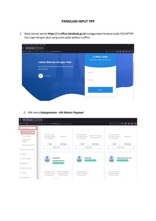 Panduan Input TPP pada aplikasi e-office | PDF