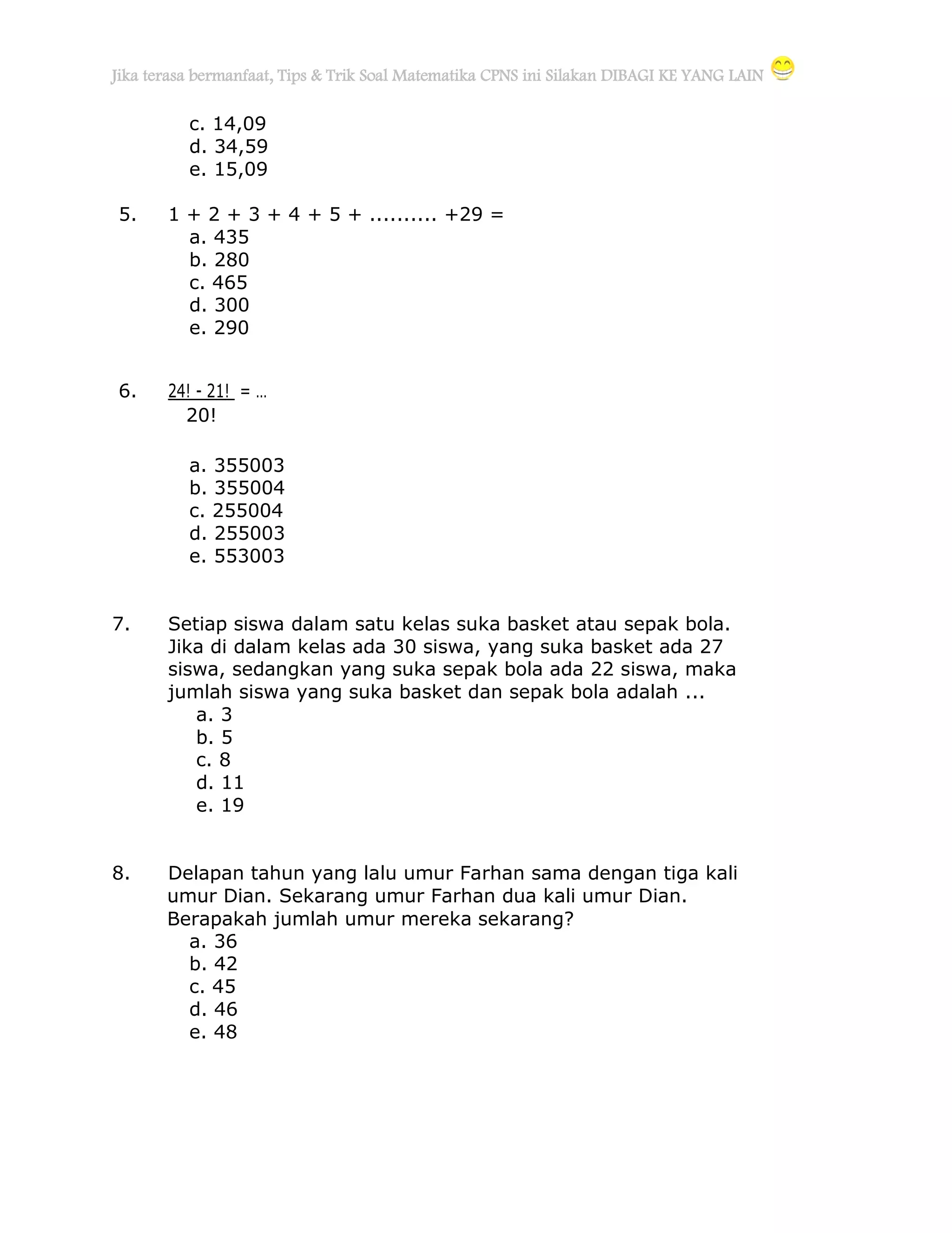 Panduan jitu mengerjakan soal matematika cpns | PDF
