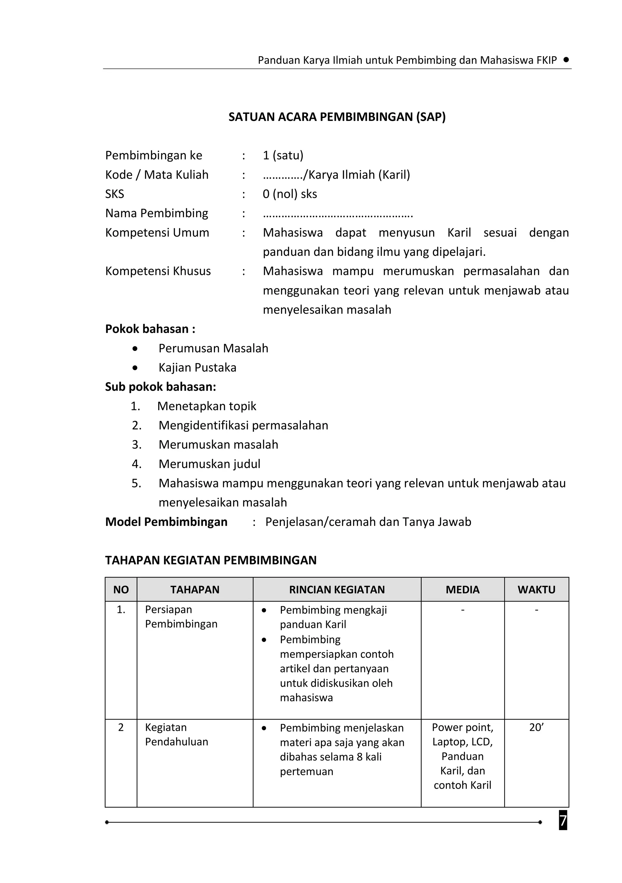 Panduan karil fkip_220213 | PDF