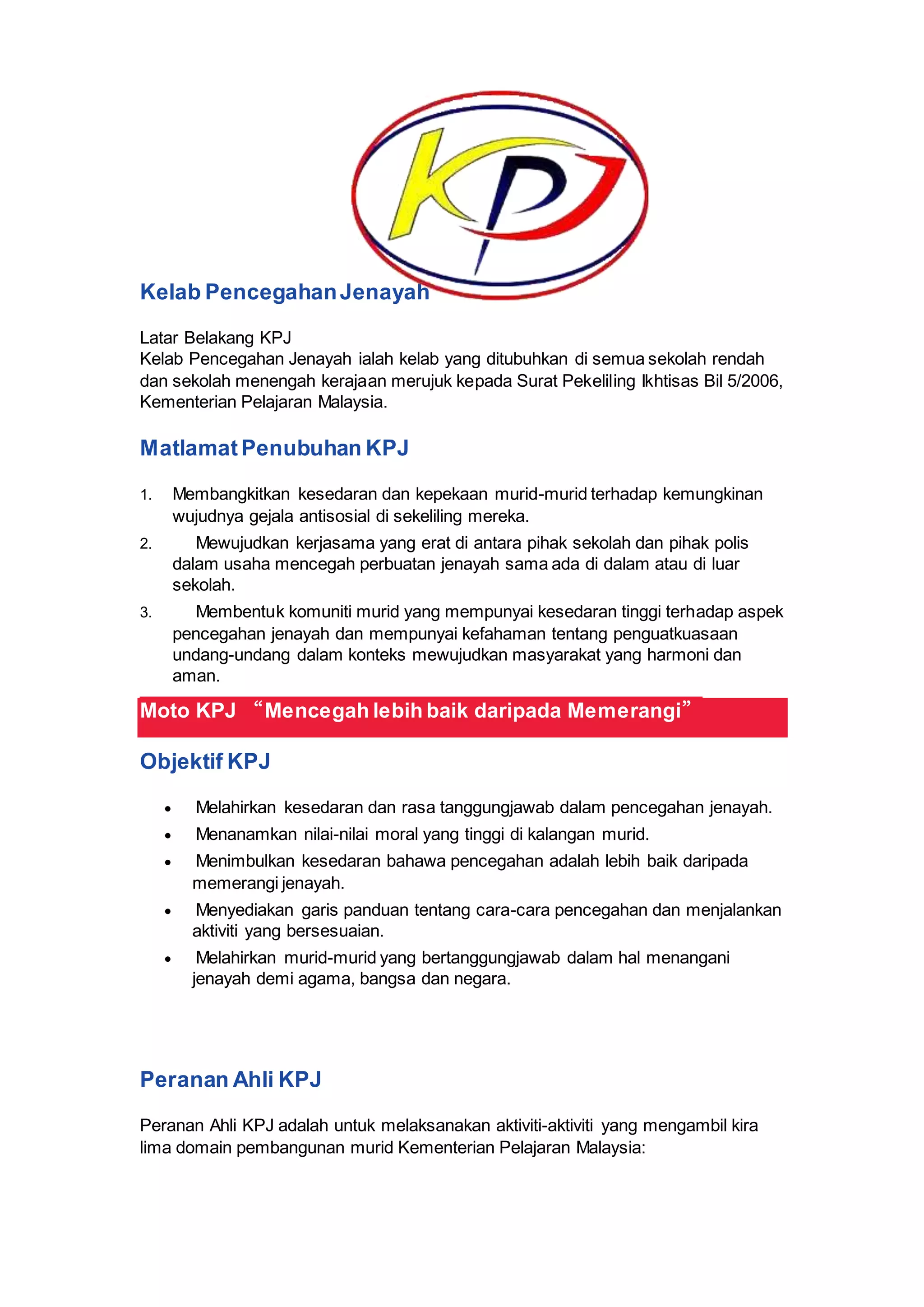 Panduan kelab pencegahan jenayah | DOCX