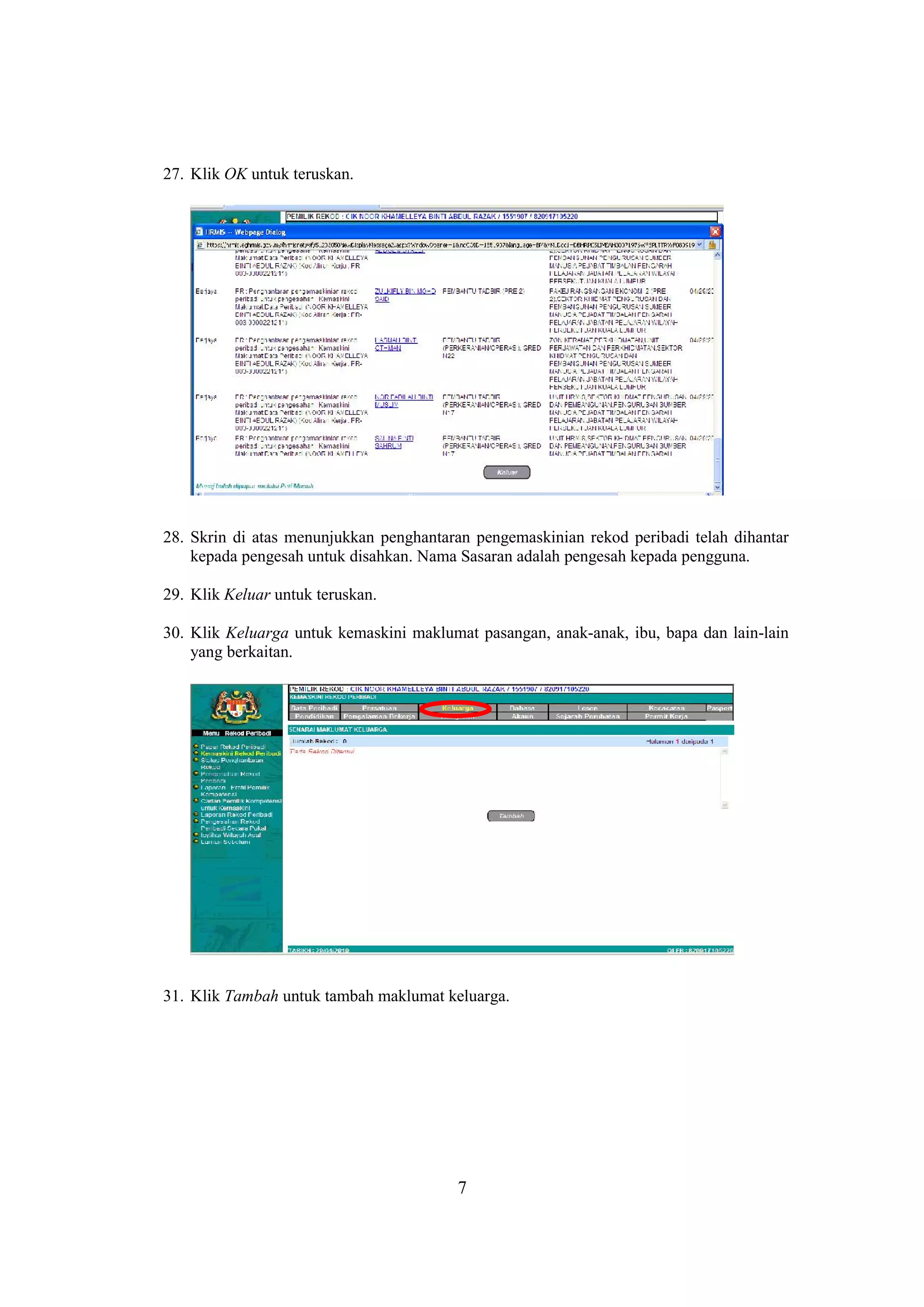 Panduan kemasukkan rekod peribadi hrmis | PDF