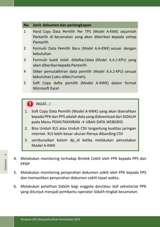 Panduan KPU Kab/kota dalam Pemutakhiran Data Pemilih | PDF