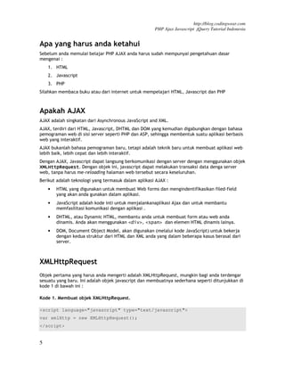 Panduan lengkap php ajax j query | PDF