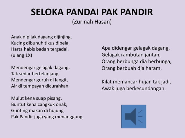 Panduan melafaz dan melagukan seloka | PPTX