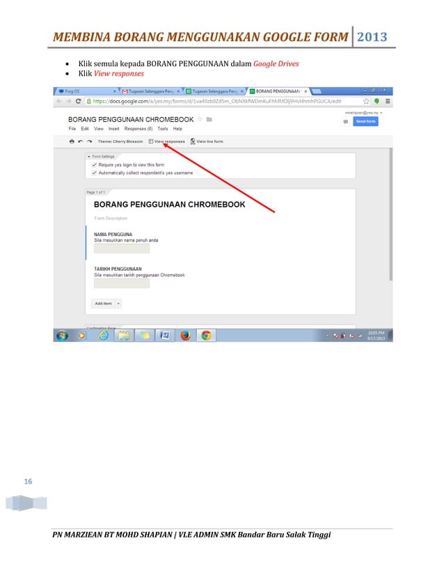 Panduan Membina Borang Menggunakan Google Form dalam Google Drives | PDF