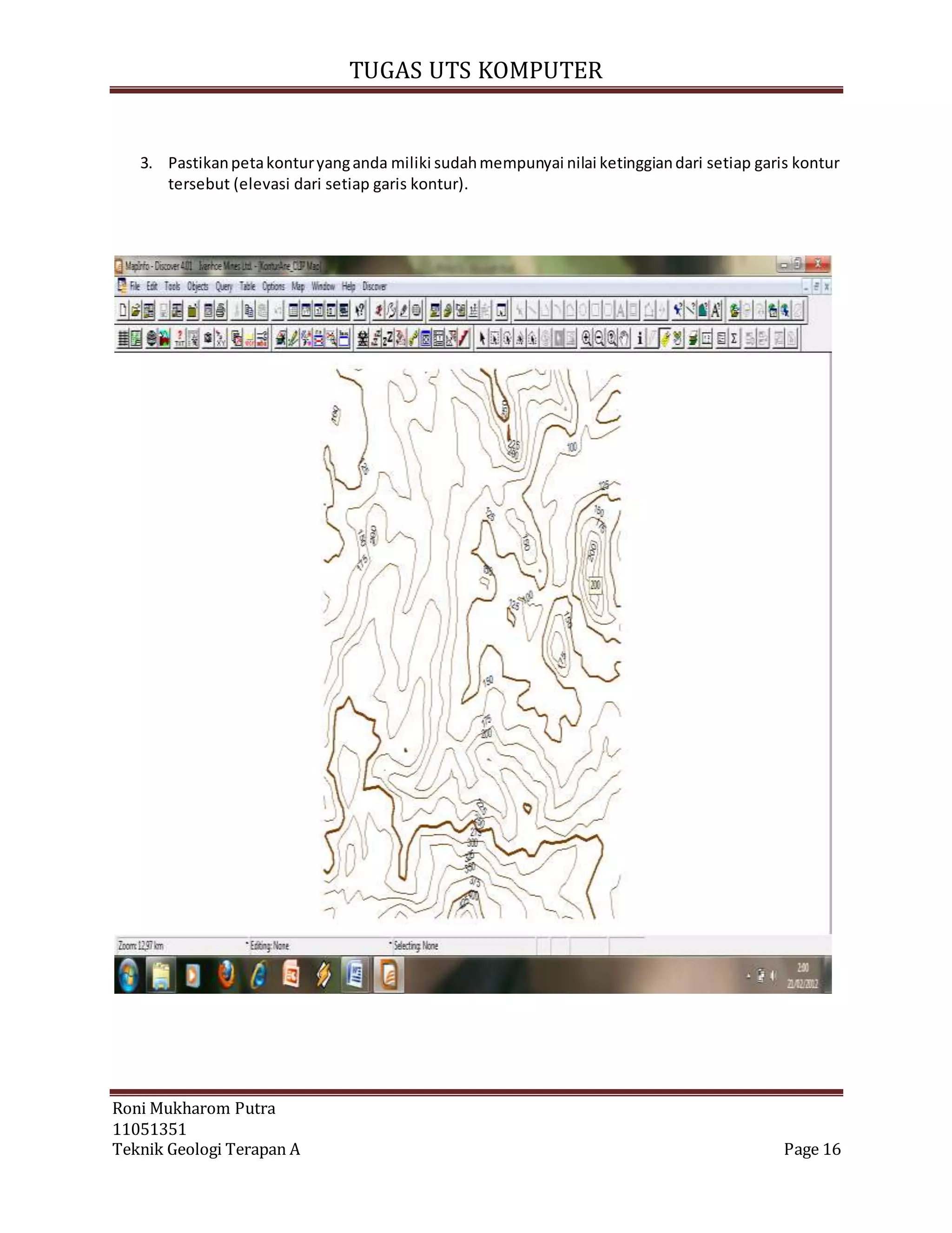Panduan membuat kontur dengan map info | DOCX