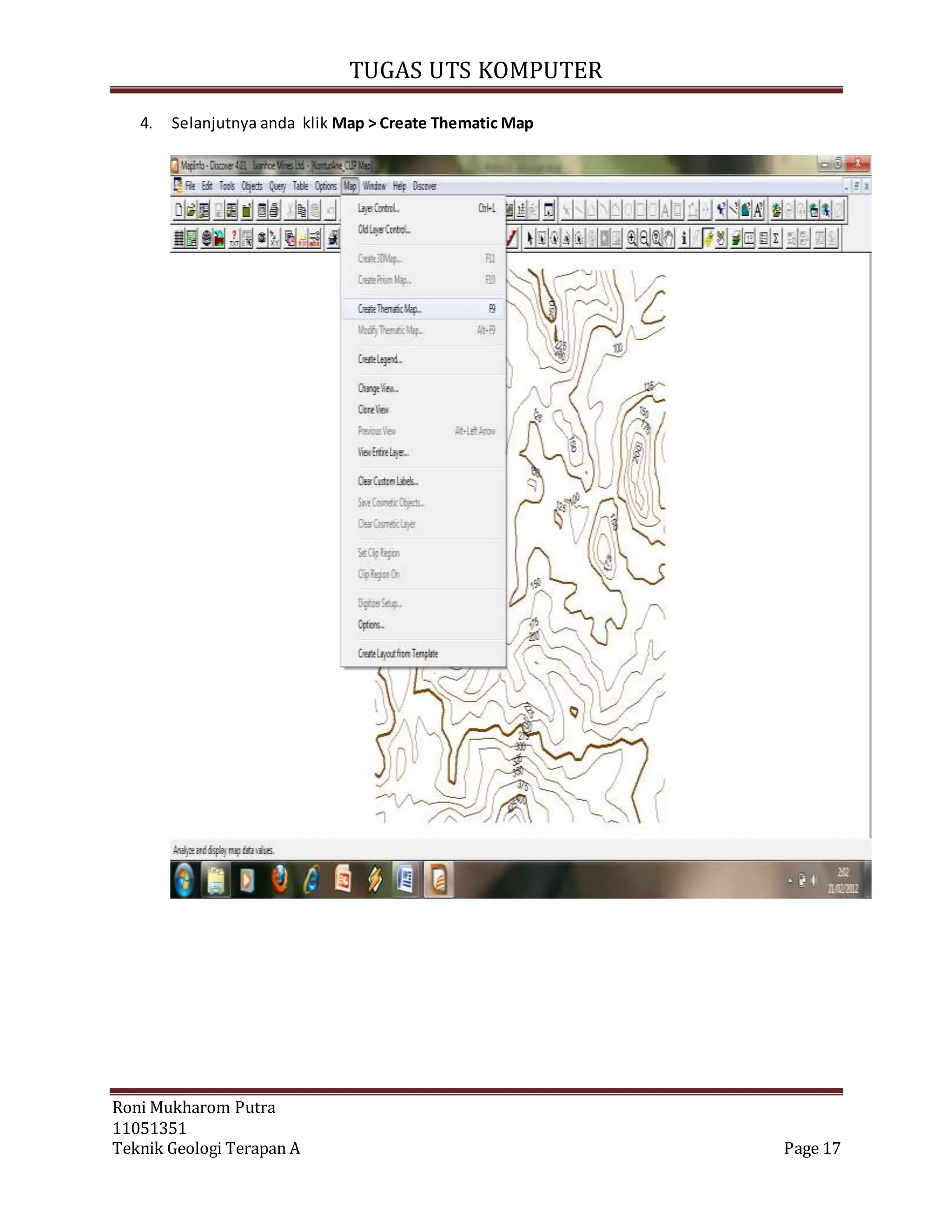 Panduan membuat kontur dengan map info | DOCX
