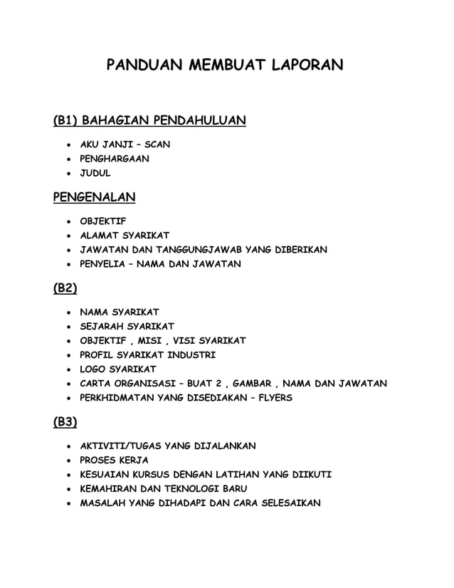 Panduan membuat laporan | DOCX