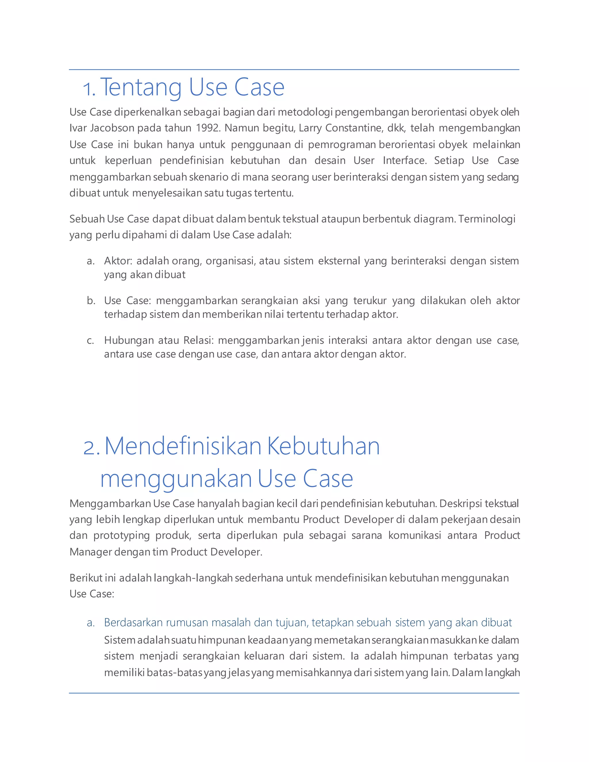 Panduan membuat use case untuk product manager dan product developer | DOCX