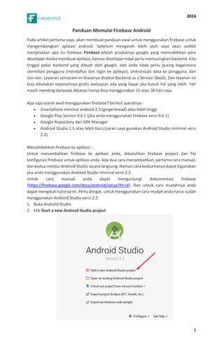Panduan Memulai Firebase Android | PDF