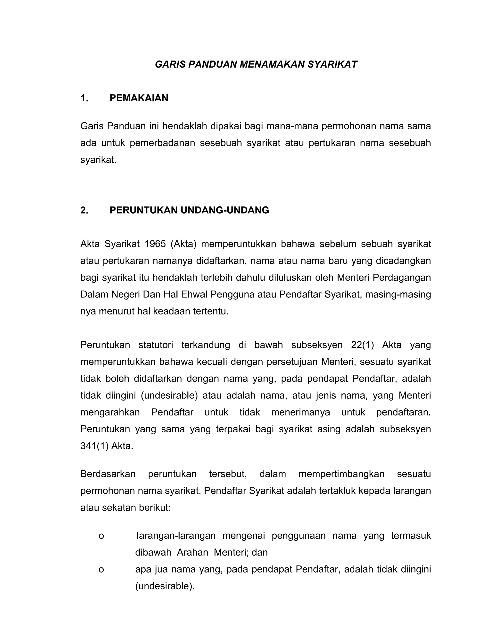 Panduan menamakan syarikat | PDF