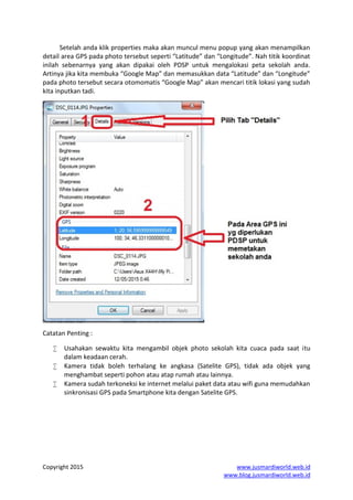 Panduan menentukan titik koordinat sekolah menggunakan smartpohone ...