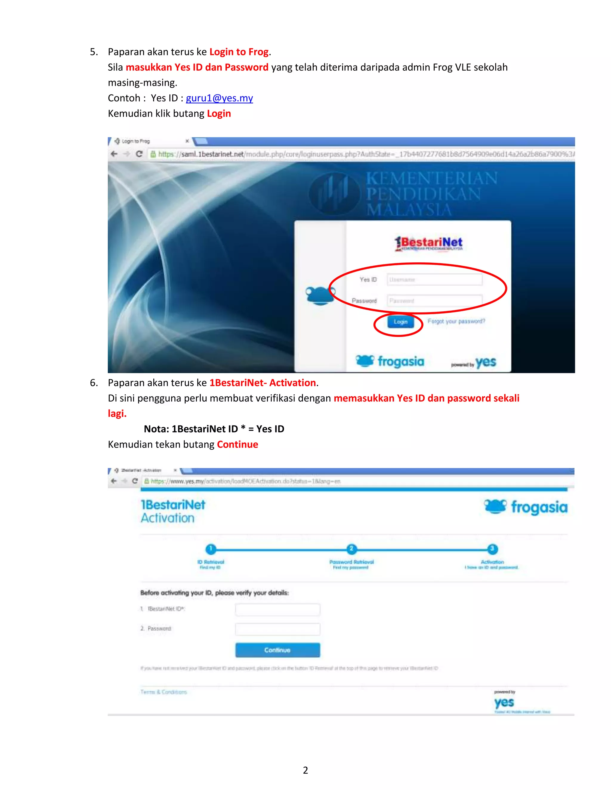 Panduan Mengaktifkan Yes ID atau Login FROG VLE menggunakan www.yes.my