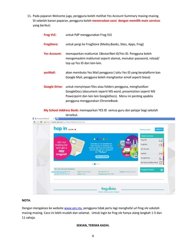 Panduan Mengaktifkan Yes ID atau Login FROG VLE menggunakan www.yes.my