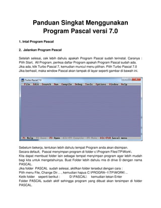 Panduan menggunakan program pascal versi 7 | PDF