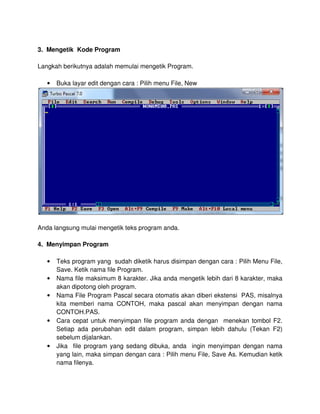 Panduan menggunakan program pascal versi 7 | PDF