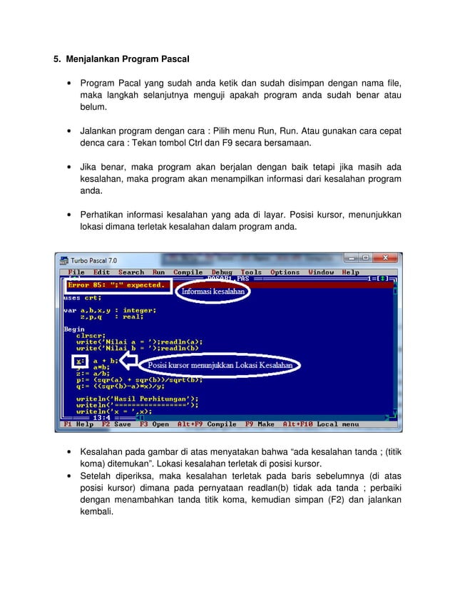 Panduan menggunakan program pascal versi 7 | PDF