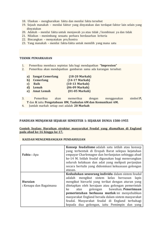 Panduan menjawab sejarah stpm penggal 1 940 | DOCX