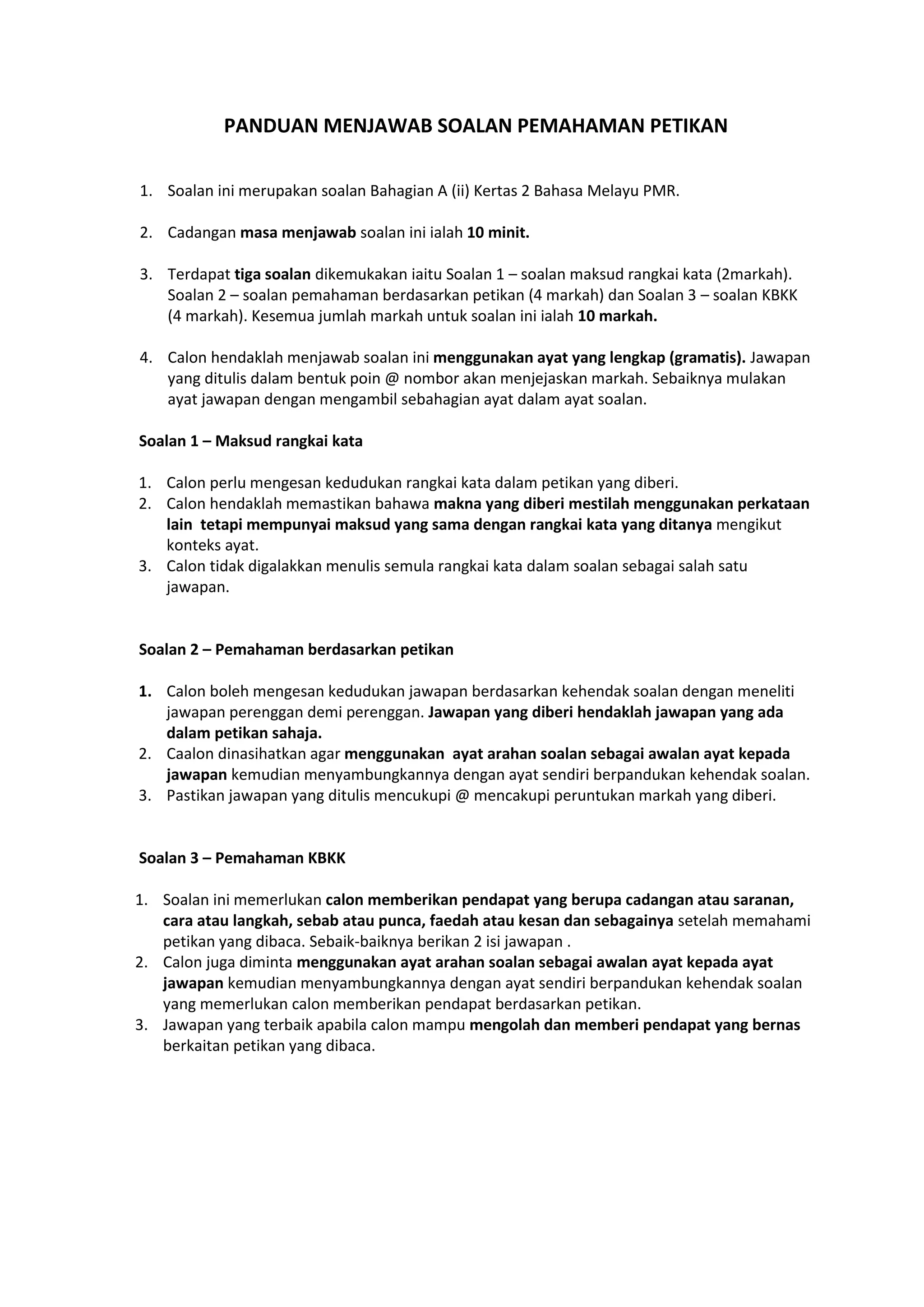 Panduan menjawab soalan ringkasan karangan | DOCX