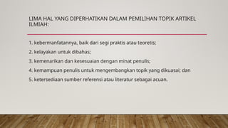 PANDUAN MENULIS ARTIKEL ILMIAH TAHUN 2024 | PPTX